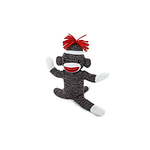 Plushland Adorable Sock Monkey 8 Inches Tall - Soft Realistic Plush Knitted Stuffed Animal Toy Gift - for Kids, Babies, Teens, Girls and Boys (Brown)