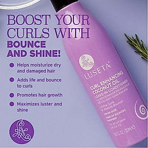 Luseta Leave in Conditioner for Curly with Coconut Oil Promotes Shining, Bouncy, Frizz-free, Sulfate Free Paraben Free 8.5Fl Oz