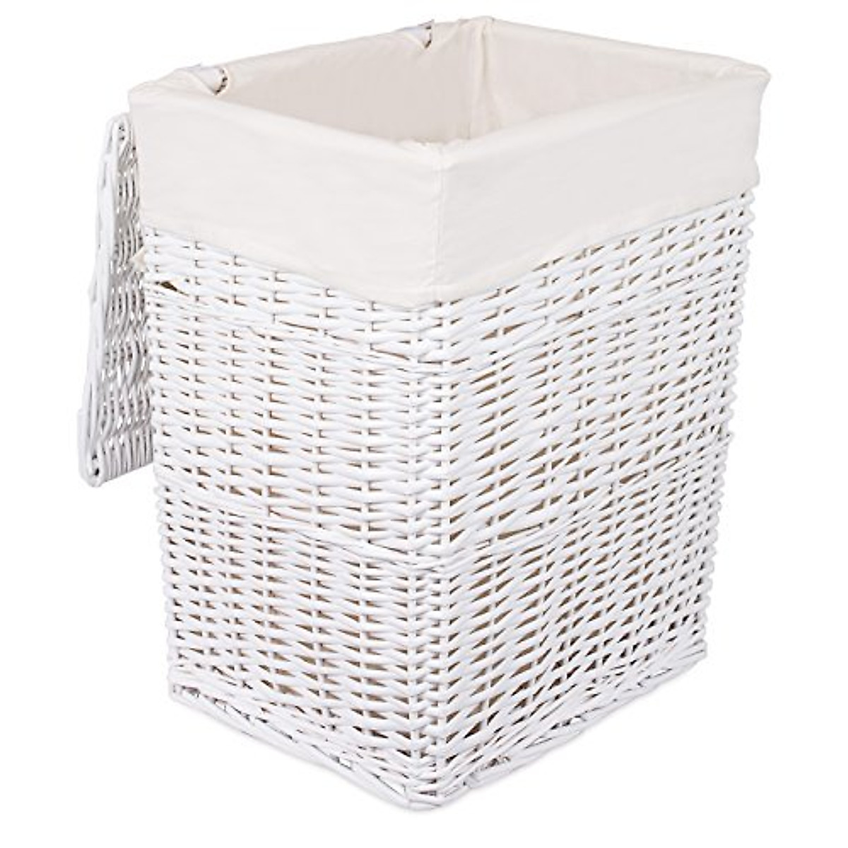 BIRDROCK HOME Woven Willow Baskets with Liner for Storage and Laundry - Set of 5 - Rectangular Hamper Bins with Lids - Decorative Wooden Wicker Basket for Organizing Blankets - Baby Organizer - White