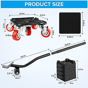 Furniture Dolly with 5 Wheels&Furniture Lifter Set,Heavy Duty Moving Dolly with 3800LBS Capacity,Furniture Movers 360° Rotatable Rubber Wheels for Moving Heavy Furniture,Refrigerator,Sofa,Cabinet.