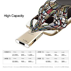 Flash Drive for iPhone iPad, iConnect[USB 3.0] [Apple MFi Certified] Apple FlashDrive Mobile storage with Lightning connector for iPhone, iPad, iPod Mac and Computer (16GB) (Rose Gold)