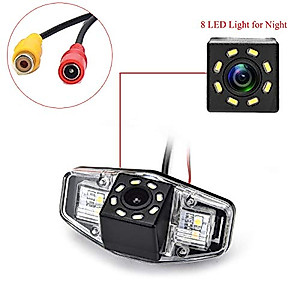 aSATAH 8 LED Car Rear View Camera for Honda Accord / Inspire / Spirior / Honda Civic VII VIII / Honda City 4D & Waterproof and Shockproof Reversing Backup Camera (8 LED)