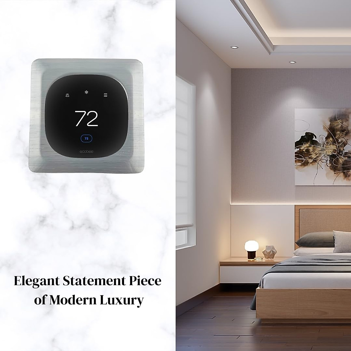 Silver Sheen Square Wall Plate for Ecobee Smart Thermostat Enhanced and Premium Cover Trim Backplate