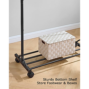 FAVOOSTY Clothing rack adjustable for kids, Heavy Duty Double Rod Design,Garment Rack Rolling, Clothes Organizer on Wheels, Clothes Rack Hanging Dismantle, Extra Space, Pants Scarves Dress Suits Black