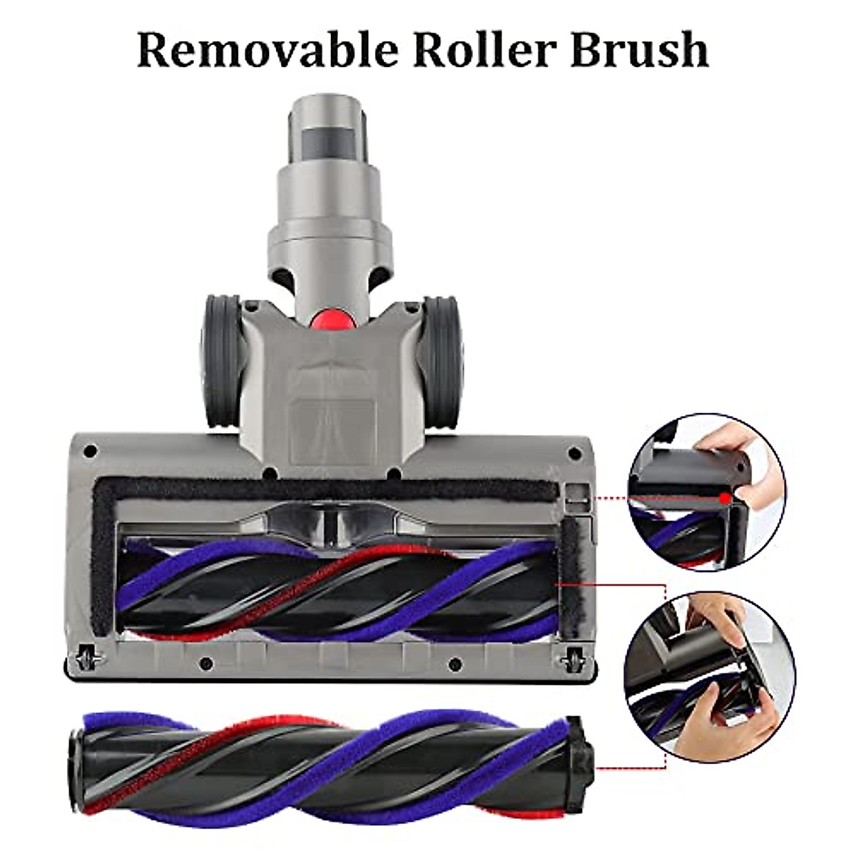 Ninthseason Quick-Release Direct Drive Cleaner Head Turbine Floor Tool for Dyson V15 V11 V10 V8 V7 Cordless Vacuum Cleaner for carpets and hard floors