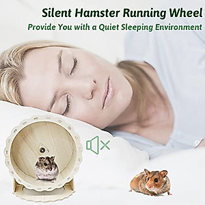 BNOSDM Wooden Hamster Exercise Wheel Silent Hamster Running Wheels with Stand Adjustable Quiet Small Animal Wheel Spinner Toy for Syrian Hamster Gerbil Mice Rat Hedgehogs (9 inch)