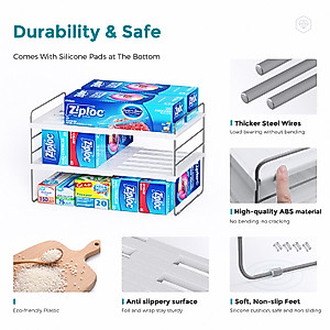 Oylik Expanadable Foil and Plastic Wrap organizer, 3 Tier Stackable Kitchen Cabinet Pantry Storage Shelf, Height Adjustable, Kitchen Organizers and Storage Rack Boxes of Foil Plastic Saran Wrap