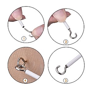 Shappy Curtain Wire with Self-adhesive Hooks, Hooks and Eyes for Net Curtain Rod (3 Meters, 4 Pairs)