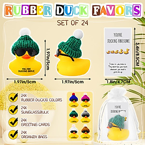 Liliful 24 Set Inspirational Mini Rubber Ducks with Glasses You Are Awesome Sign Yellow Ducks Employee Appreciation Thank You Gift with Cheer Cards