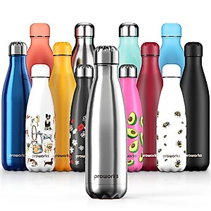 Proworks Stainless Steel Sports Water Bottle | Double Insulated Vacuum Flask for 12 Hours Hot & 24 Hours Cold Drinks - Great for Home, Work, Gym & Travel - BPA Free – Metallic Silver - 1L