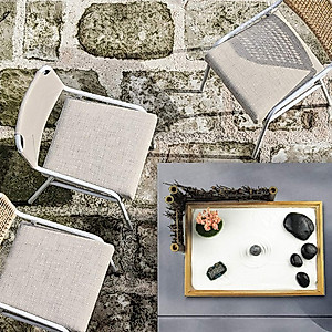 Artcome Japanese Zen Sand Garden for Desk with Rake, Stand, Rocks and Mini Furnishing Articles - Office Table Accessories, Mini Zen Sand Garden Kit - Meditation Gifts