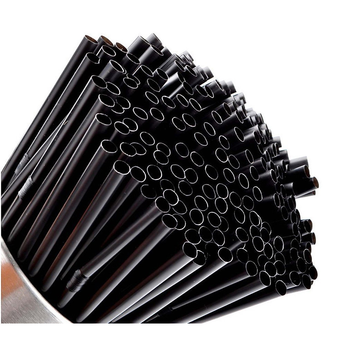 200Pcs Solid Colors Flexible Disposable Plastic Drinking Straws Plastic Disposable Bendy Straws Long Extendable Bendy Party Fancy Straws for Cocktails Coffee Milk Tea and Juice(Black-8.3Inch)