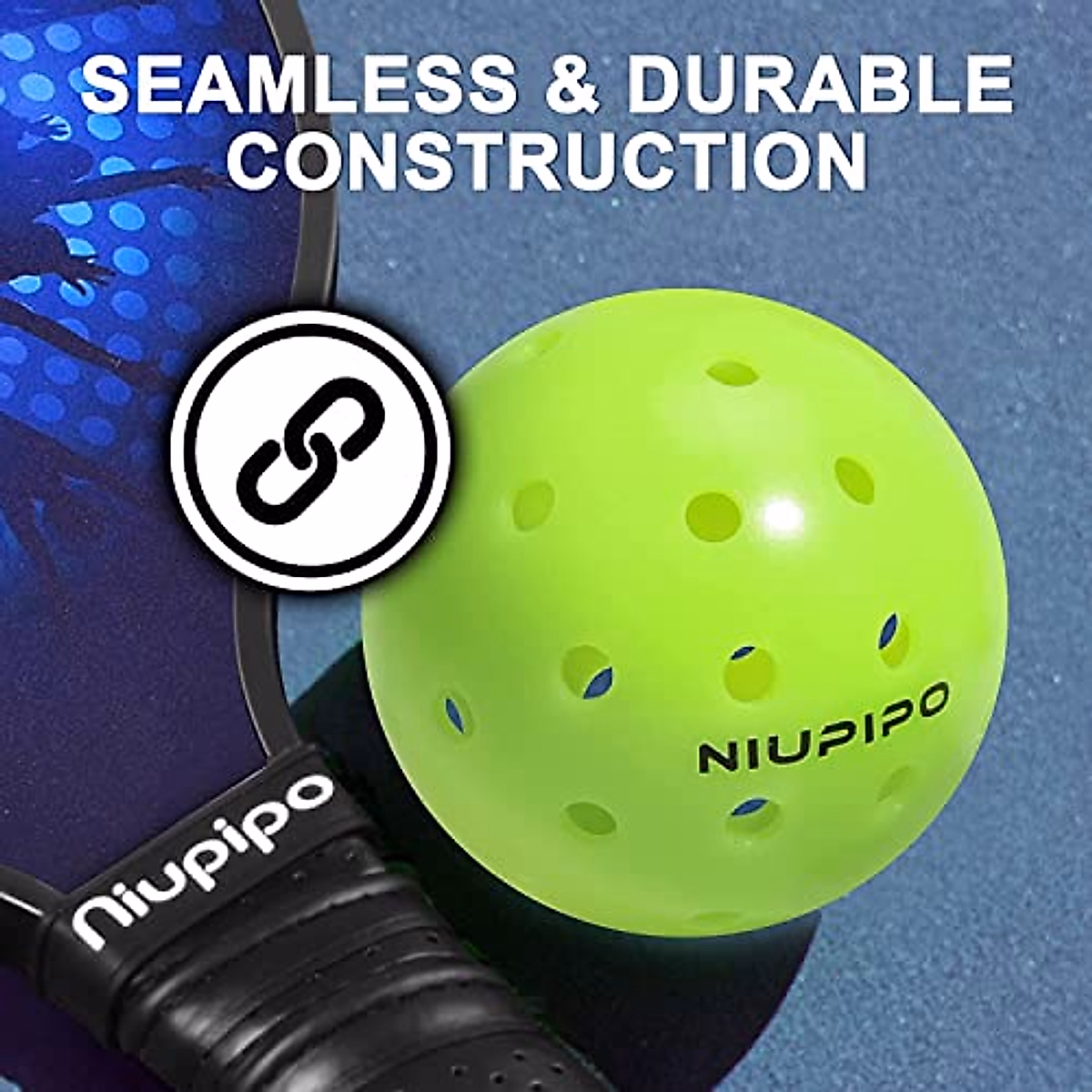 niupipo Pickleball Balls/Pickleball Net, Outdoor Pickleball Balls, USAPA Approved Pickle Balls/Portable Pickle Ball nets for Tournament, High Elasticity & Durable, 3/6/12/36/100 Pickleball Balls Pack