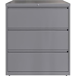 Hirsh 36" W HL10000 Series 3 Drawer Metal Lateral File Cabinet in Arctic Silver