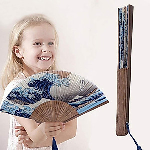 RAZZUM Decorative Folding Fans Hand Held Folding Fans Small Folding Fan Wooden Bamboo Home Wall Decoration Handmade Jewelry Wedding Party Gift Gift Hand Fan Fan