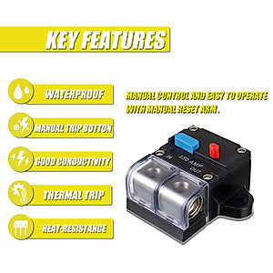 EPLZON 150A Circuit Breaker Resettable Circuit Breaker 150 amp Self Recovery Circuit Breaker Manual Reset Button for Car Audio and Amps Protection