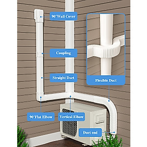 WEETALL 4'' 16 Ft Mini Split Line Set Cover with Flexible Pipe, Upgrade PP Heat-Resistant & Paintable, Central AC and Heat Pumps-Full Set, No Other Parts Needed