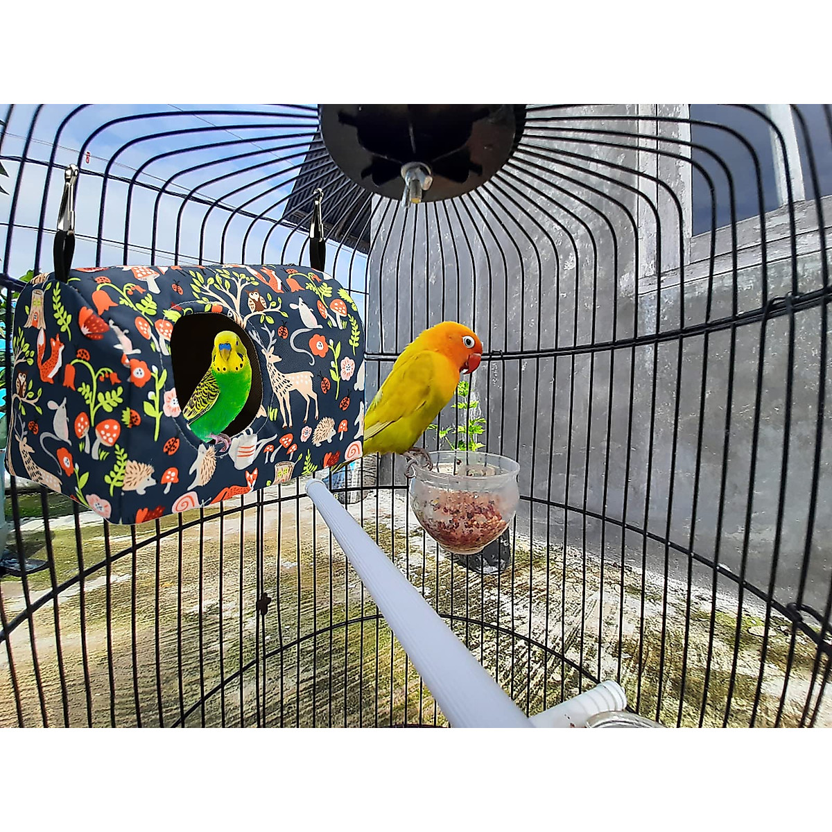 ShuRung Parrot Cockatiel Warm House Bird Nest Bed Winter Hanging Hammock Birds Sleeping Bed Parrot Hideway Bed Polyester Fabric for Parrot Parakeet Cockatiels Budgies Lovebird African Grey (S)