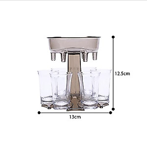 Mixt Shots 6 Shot Glass Dispenser and Holder, Multiple Shot Pourer for Cocktail, Wine and Juice, Party Drink and Beverage Dispenser for Filling Liquids (13x13x12.5 cm, Transparent)