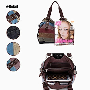 YOUNXSL Womens Shoulder Bags Canvas Hobo Handbags Multi-Color Casual Messenger Bag Top Handle Tote Crossbody Bags Stripe