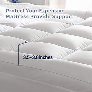 DREAMHOUR King Size Mattress Pad Thick Breathable Mattress Topper Soft Quilted Fitted Mattress Cover with Deep Pocket Fits 8-18 Inch (78x80 Inches,White)