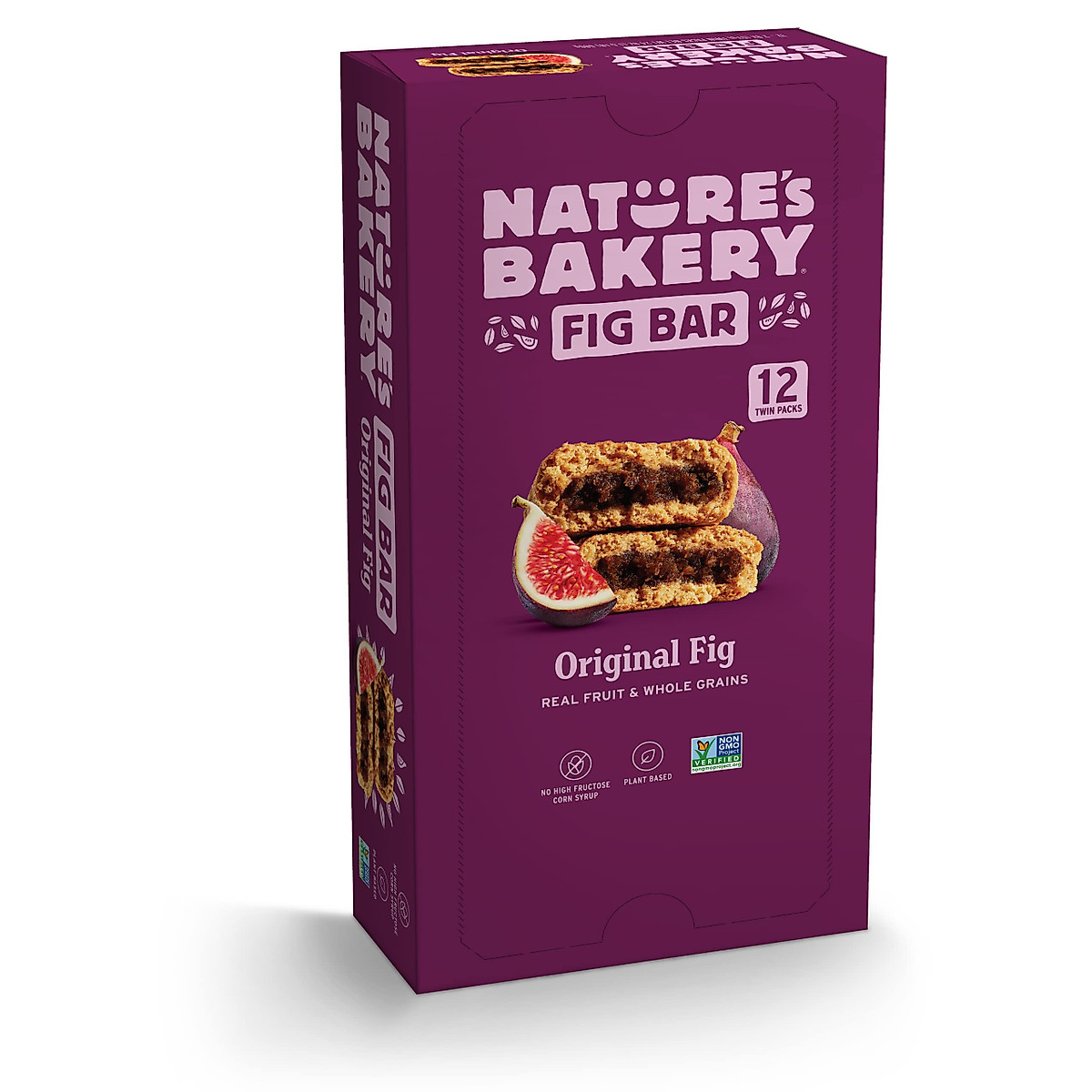Nature’s Bakery Whole Wheat Fig Bars, Original Fig, Real Fruit, Vegan, Non-GMO, Snack bar, 1 box with 12 twin packs (12 twin packs)