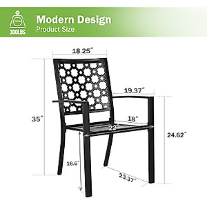 MEOOEM Patio Dining Chairs 6PC Outdoor Metal Stackable Arm Chairs, Backyard Garden Chair, Black