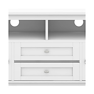 SIMPLIHOME Warm Shaker SOLID WOOD Universal TV Media Stand, 72 inch Wide, Farmhouse Rustic, Living Room Entertainment Center, Storage Shelves and Cabinets, for Flat Screen TVs up to 80 inches in White