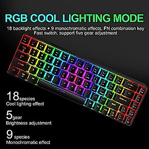60% Mechanical Gaming Keyboard and Mouse and Mouse pad and Gaming Headset,4 in 1 Wired 68 Keys LED RGB Backlight Bundle for PC Gamers,Xbox,PS4 Users (Black/Blue Switch)