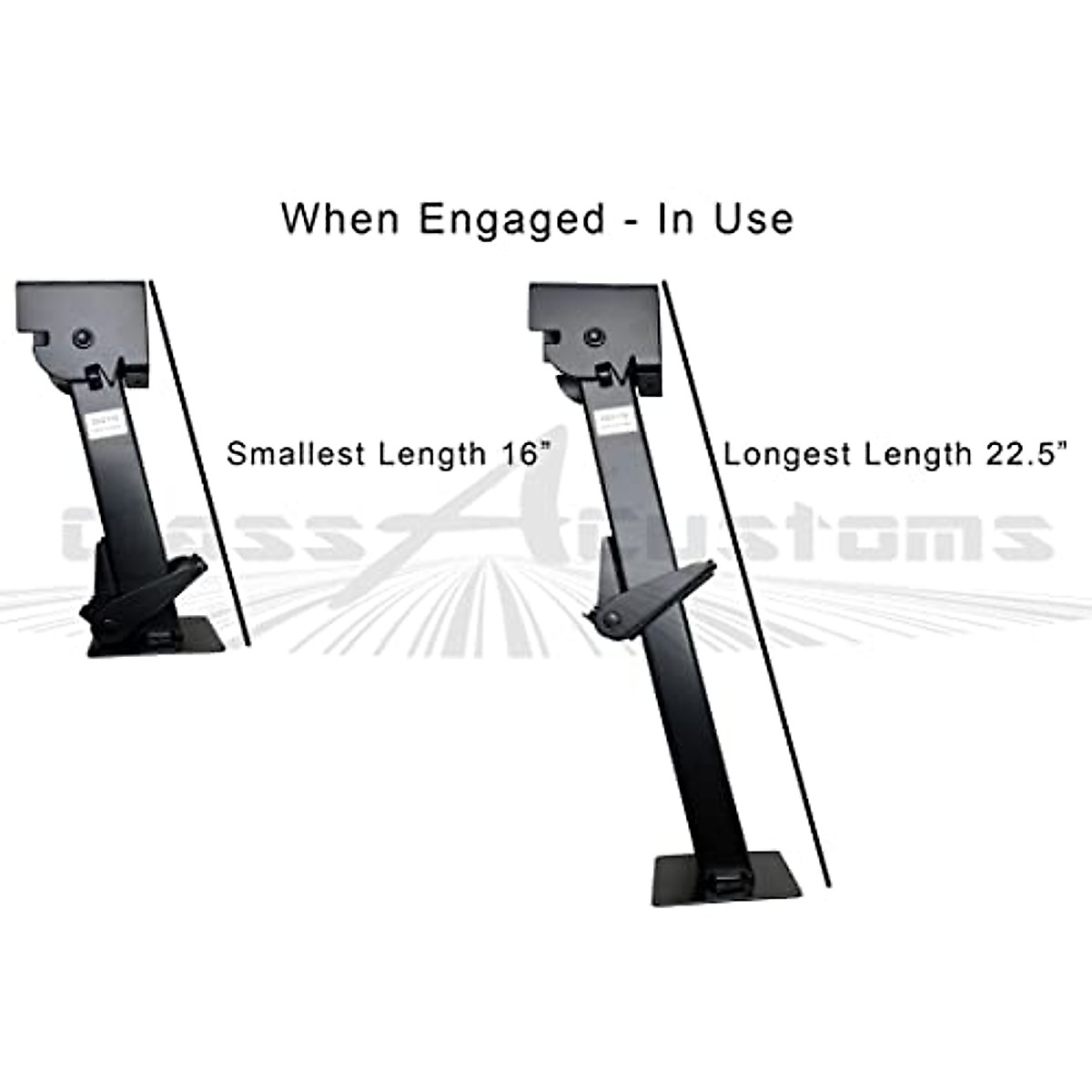Class A Customs | 2 Pack of Long Telescoping Trailer Swing Down Jacks (1,000 lb. Capacity Each) 16" - 22.5" | Includes 9" Long Bar/Crank