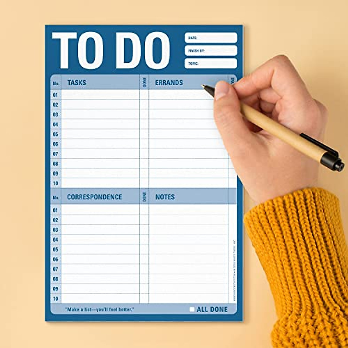 Knock Knock To Do Pad, To-Do List Notepad for Daily Tasks, Errands, Notes, 6 x 9-inches (Blue)