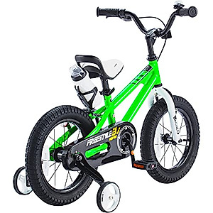 RoyalBaby Freestyle Kids Bike Boys Girls 16 Inch BMX Childrens Bicycle with Training Wheels & Kickstand for Ages 4-7 years, Green