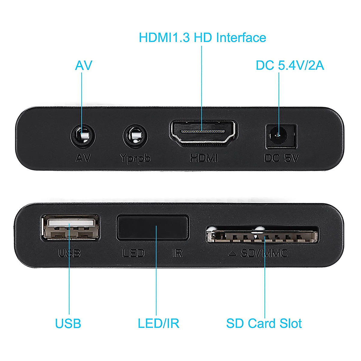 1080P Full-HD Digital Media Player, HDMI/AV/VGA Output, 7.1 Surround Sound, HDMI Media Player with Remote Control, 1080P HDMI TV Media Player for USB MMC RMVB MP3 AVI MKV(US Plug)
