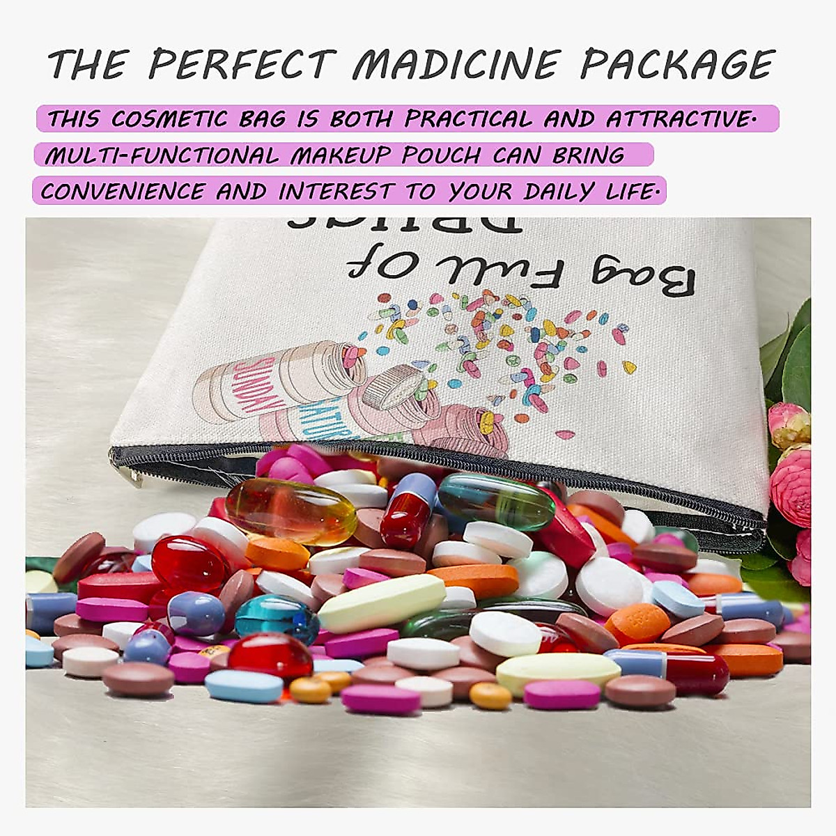 Hookoome Nurse Practitioner Gifts for Women - Bag Full Of Drugs- Funny Medicine Cosmetic Pill Bag Storage Multifunction Pouch for Her Mom Patient Birthday Gifts