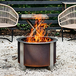 Smokeless Fire Pit | 22 Inches | Breeo X Series 19 Wood Burning Campfire | USA | Corten Steel | Best Durable Backyard Bonfire | Grilling & Cooking | Low Smoke Stove | Enjoy with A Group Or Solo