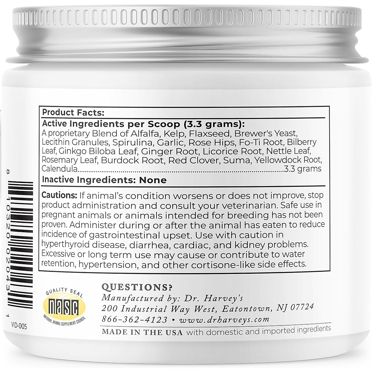 Dr. Harvey's Golden Years Geriatric Herbal Supplement for Senior Dogs, 7 Oz