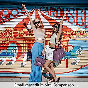 NPBAG The Tote Bag for Women, PU Leather Handbag with Zipper, Crossbody Shoulder Bag for Travel, Work, Top-Handle Trendy Purse (M Purple)