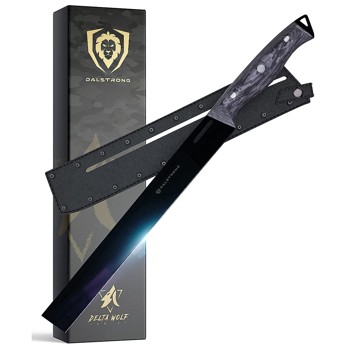 DALSTRONG Delta Wolf Series Chef Knife 10" Bundled with Delta Wolf Series Slicing & Carving Knife 12" with PU Leather Sheath - Black Titanium Nitride Coating - G10 Camo Handle
