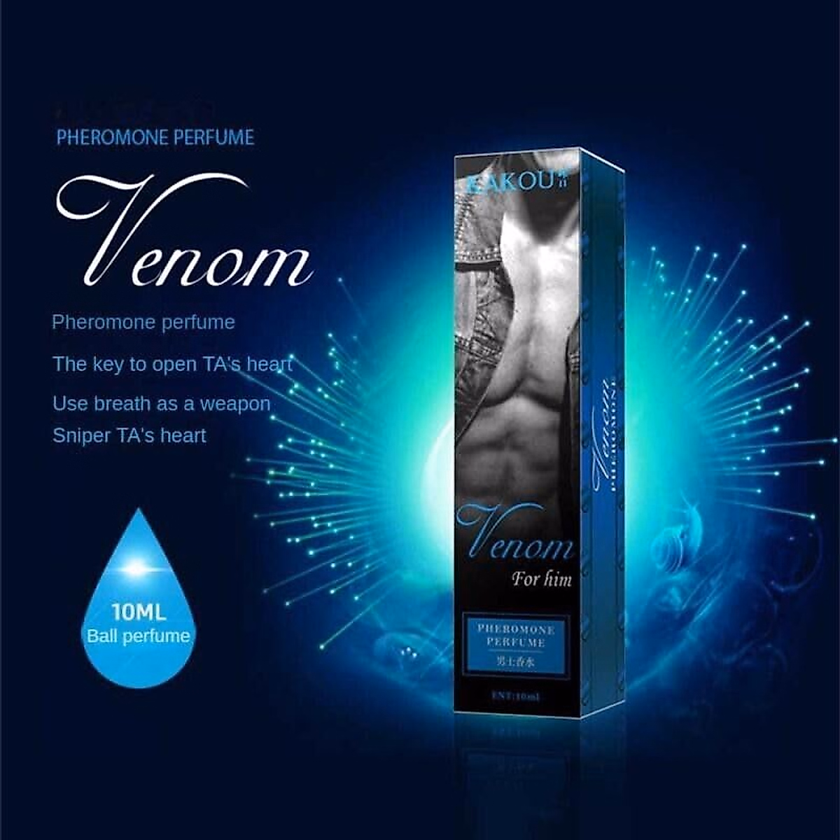 Venom Men Love Pheromone Fragrance Perfume Date timulating Long Lasting, Eau de Toilette (10ml) Vaporisateur Spray