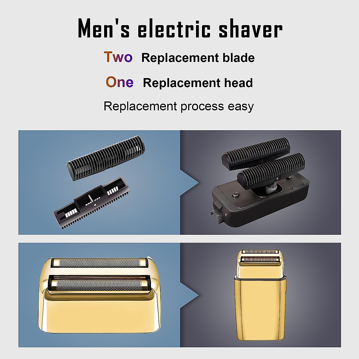 4 Pack Shaver Replacement Foil and Cutters compatible with BaBylissPRO Double FXFS2 Metal shaver foil replacement (Golden-4PCS)