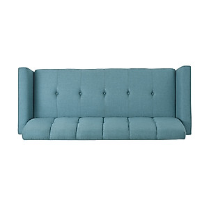 Christopher Knight Home Treston Mid-Century Fabric Sofa, Blue / Natural