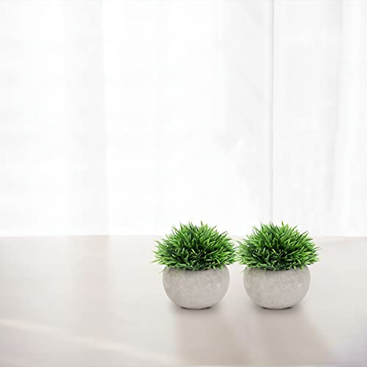 THE BLOOM TIMES 2 Pcs Fake Plants for Bathroom/Home Office Decor, Small Artificial Faux Greenery for House Decorations (Potted Plants)