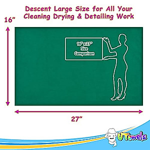 Cleaning Washcloth Towels - Large 27" x 16" Microfiber Rags - Highly Absorbent, Lint Free Streak Free for House, Kitchen, Car, Window Detailing Reusable Shop Towels (6-Pack, Forest Green)