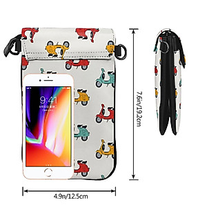 Retro Vespa Women Cell Phone Purse Leather Shoulder Bag Card Holder Wallet Small Crossbody Bag