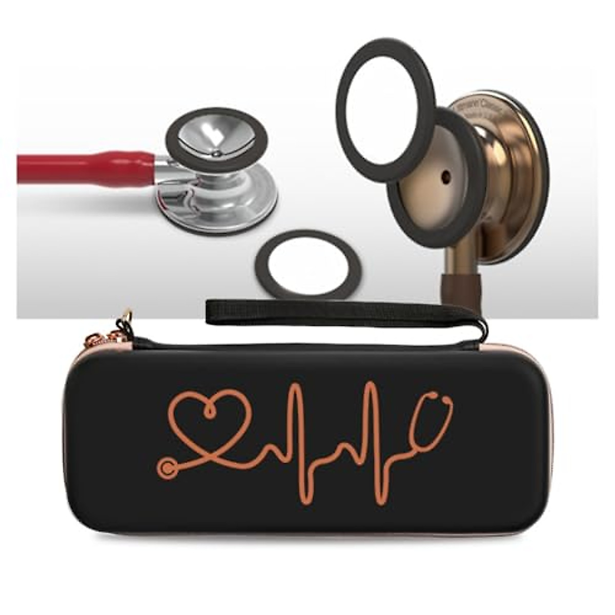 OTDOGUO Stethoscope Storage Box EVA Portable Travel Carrying Case with Mesh Bag, Hard Drive,Pen,Medical Organizer Blue