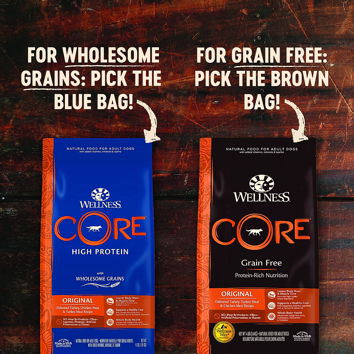 Wellness CORE Grain-Free High-Protein Large Breed Adult Dry Dog Food, Made in USA with Real Chicken & Natural Ingredients, With Glucosamine & Chondroitin to Support Joint Health (26-Pound Bag)