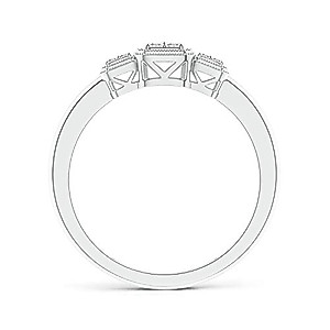 Angara Natural Diamond Art Deco Engagement Ring for Women in 14K White Gold (1/10 cttw) Ring Size 6 - April Birthstone