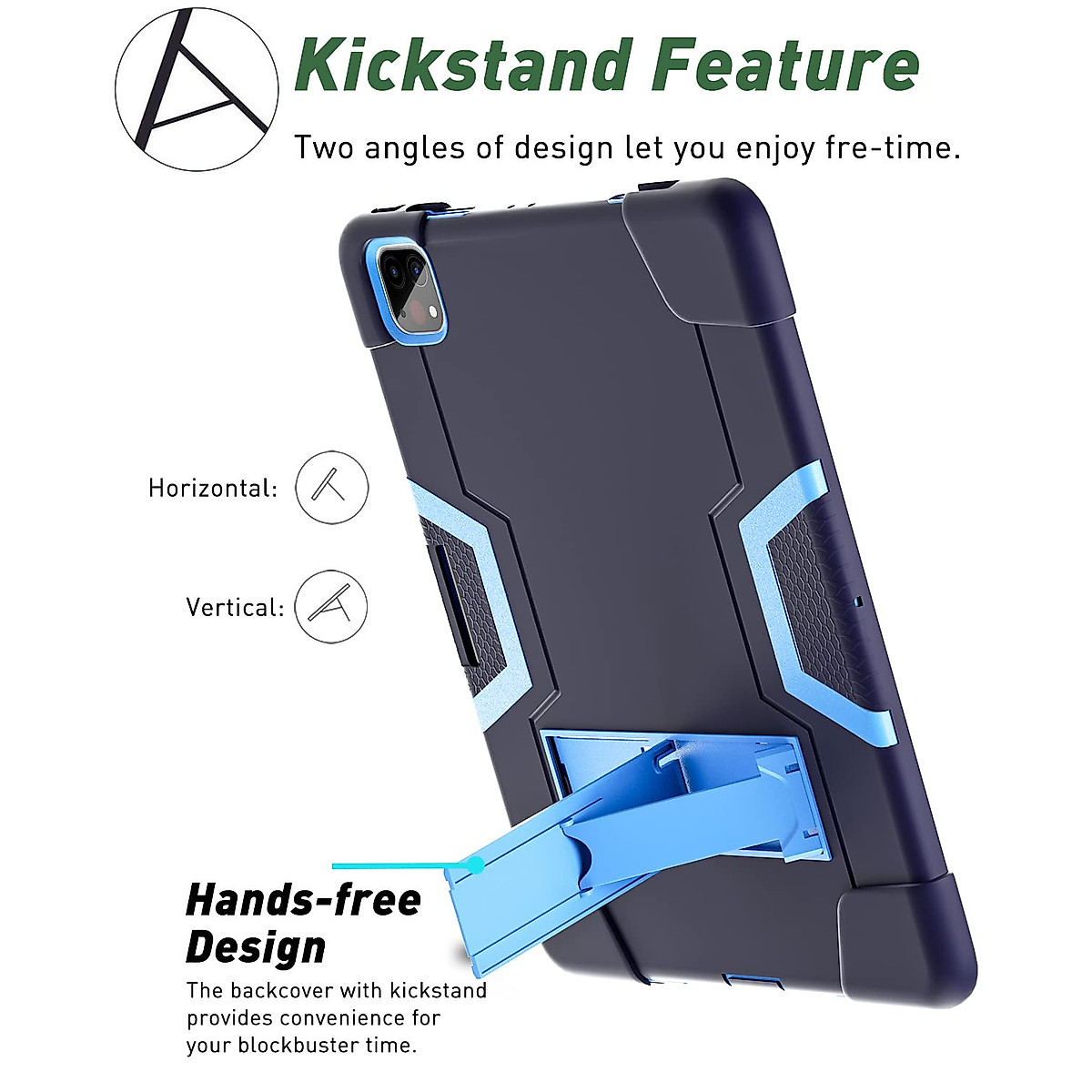 iPad Pro 12.9" Case 2022 2021 2020 2018,AICase Heavy Duty Hybrid Shockproof Hard Cover Rubber Stand with Screen Protector+Stytus for Apple iPad Pro 12.9-inch (6th,5th, 4th & 3rd Gen)