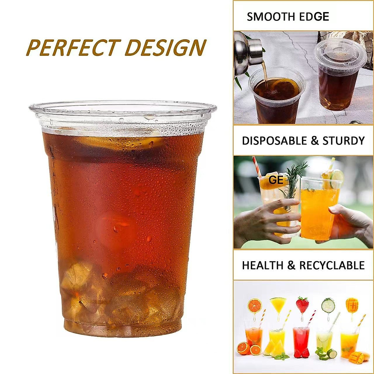 Lullaby 200 Pack Disposable Clear Solo Cups, 12oz Crystal Clear Plastic Cups Bulk, PET Drinking Cup for Water, Juice, Soda, Ice Coffee, Ideal for Party, Wedding and Daily Use