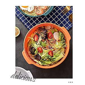 Microwave Safe Ramen Cooker, Ramen Noodle Bowl, Easy Mac, Microwave Pasta Cooker, Microwave Bowls with Lids Ideal for Dorm Room Essentials for Girls Boys, Dishwasher & Microwave Safe (Medium, Orange)